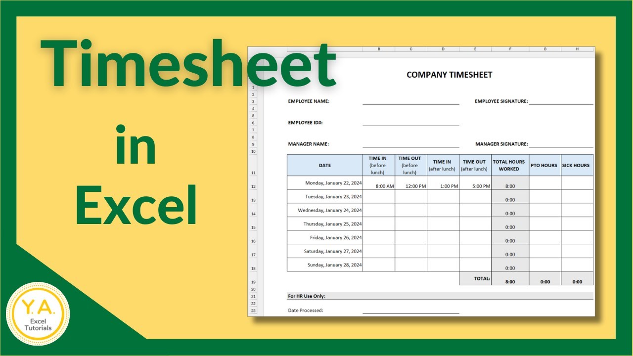How To Make A Timesheet In Excel Tutorial Youtube