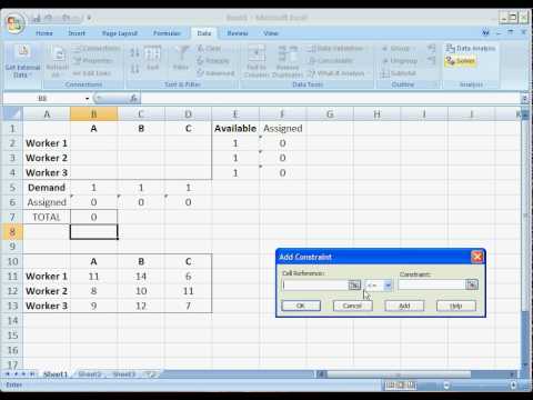 Or Ms Excel Solver Assignment Problem Youtube