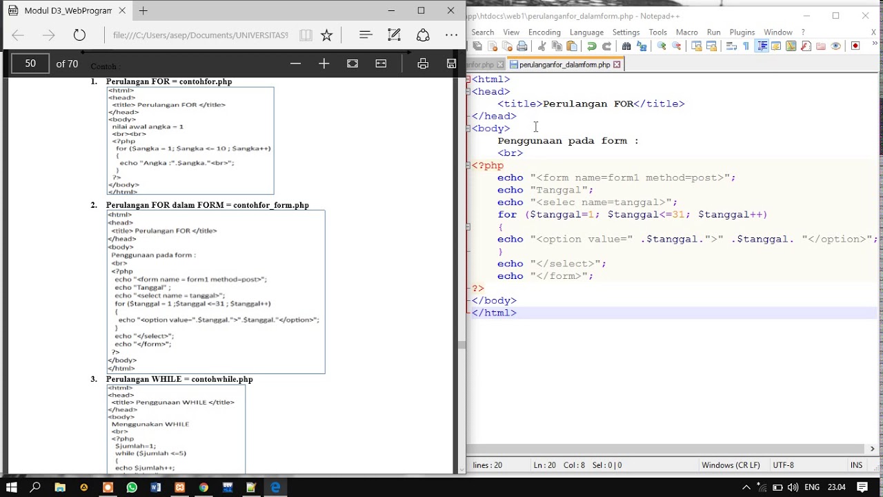 Tugas Pertemuan 8 Web Programming 1 Ubsi Youtube