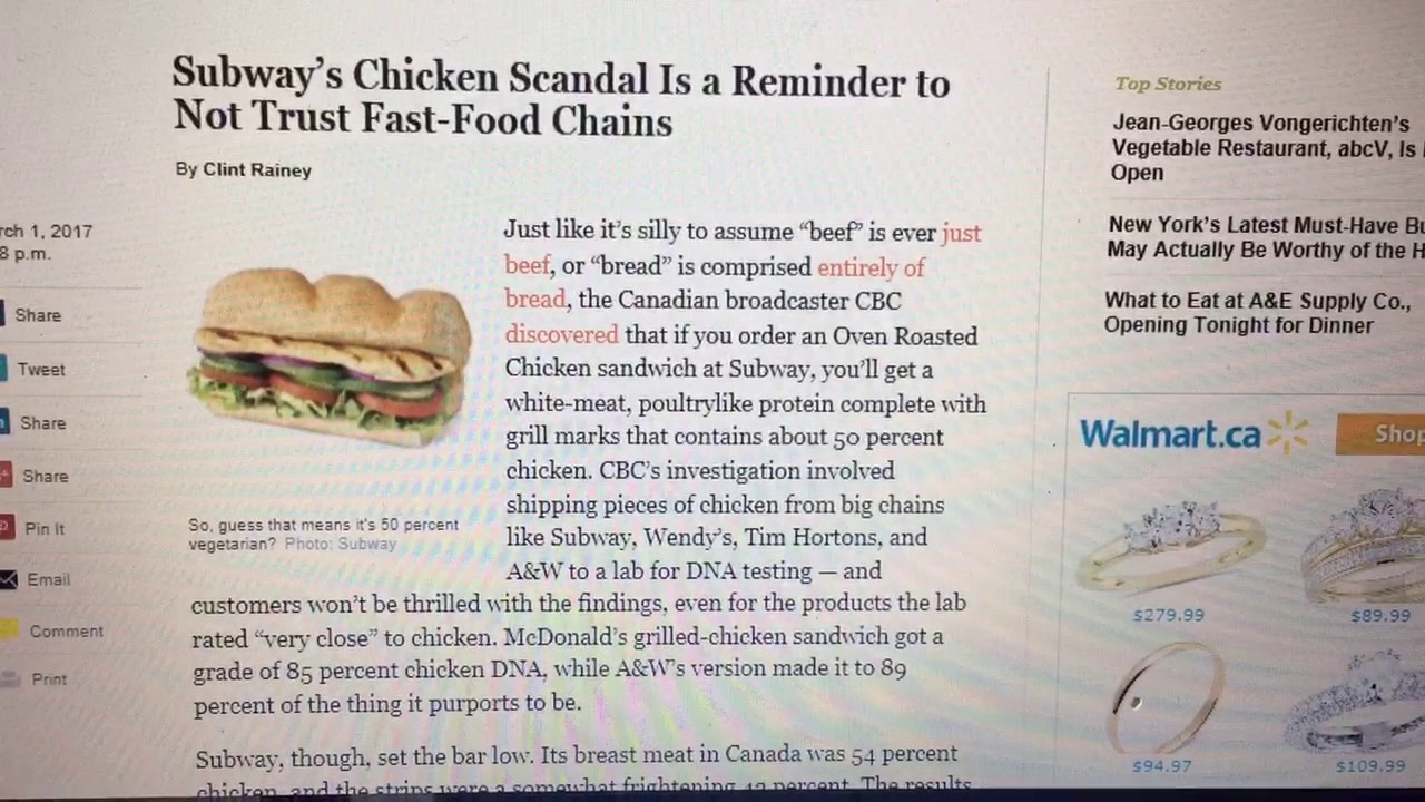 Subway Chicken Scandal Cbc Marketplace Youtube