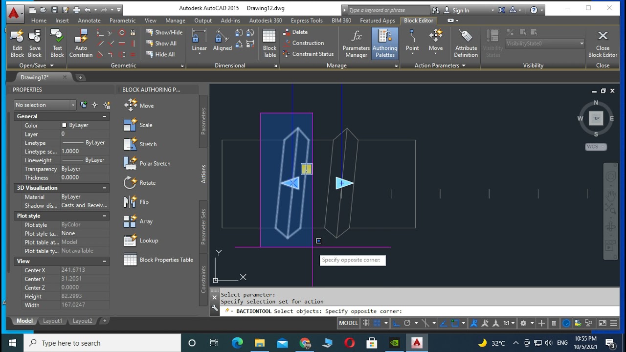 Autocad Block Using Stretch Array Parameters Youtube