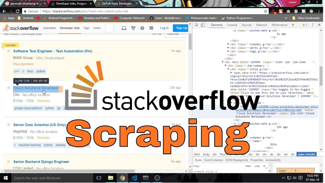 Scraping Stackoverflow Youtube