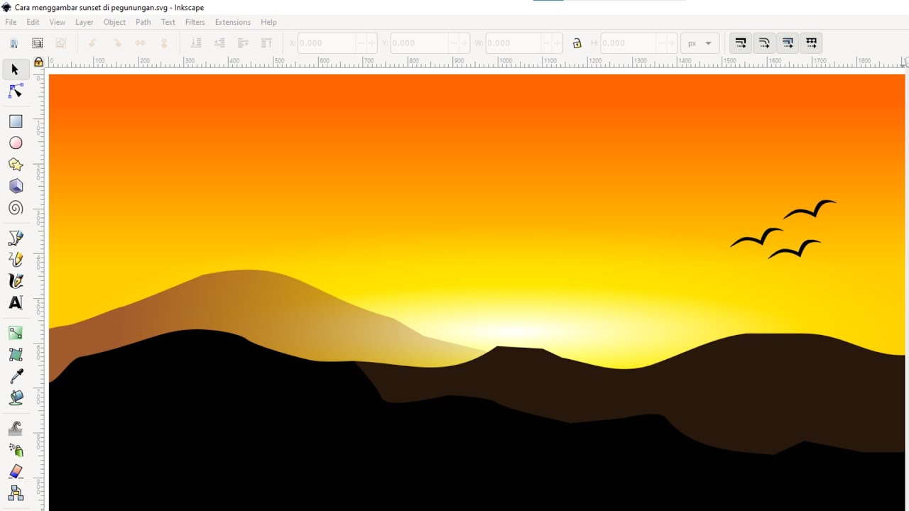 Cara Menggambar Sunset Pegunungan Dengan Inkscape Tutorial Inkscape