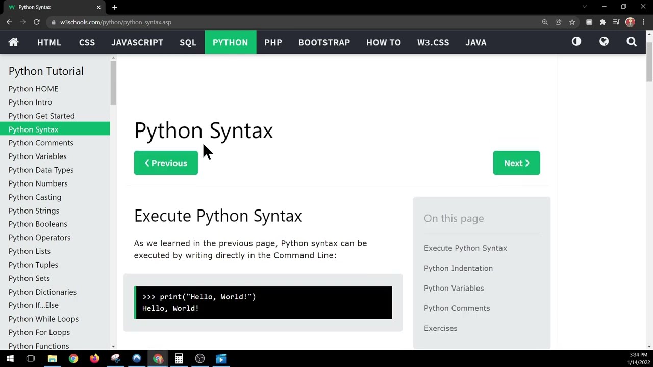 W3schools Python Syntax Youtube