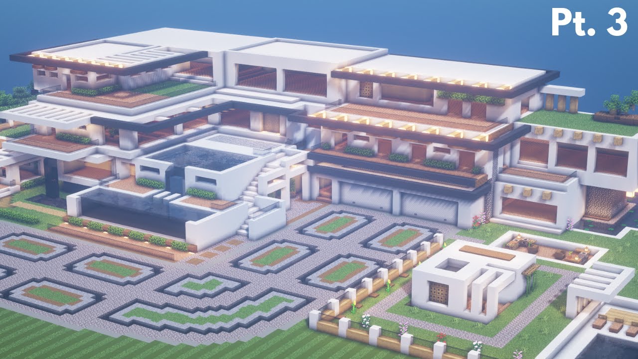 Minecraft Modern Mega Mansion Tutorial Architecture Build 5 Pt 3