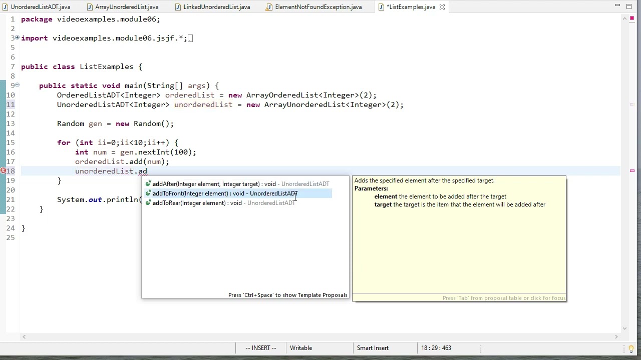 Implementing An Unordered List In Java Java Foundations Jsjf Youtube