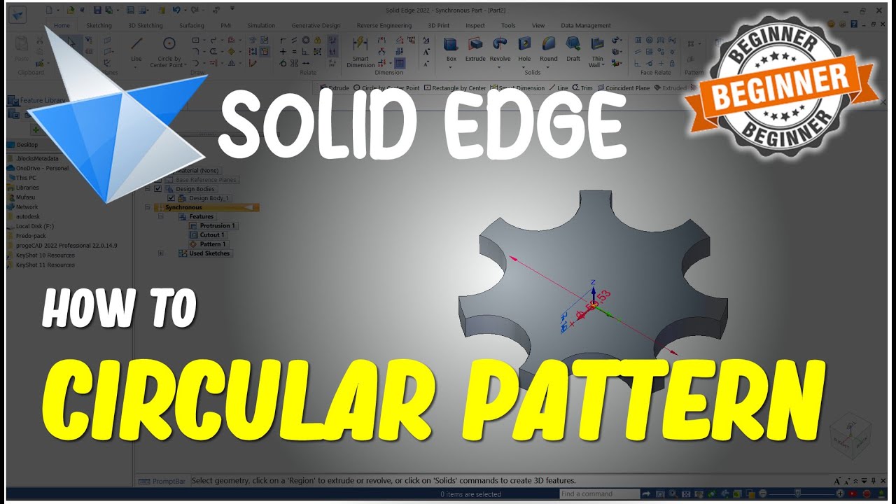 Solid Edge How To Circular Pattern Youtube