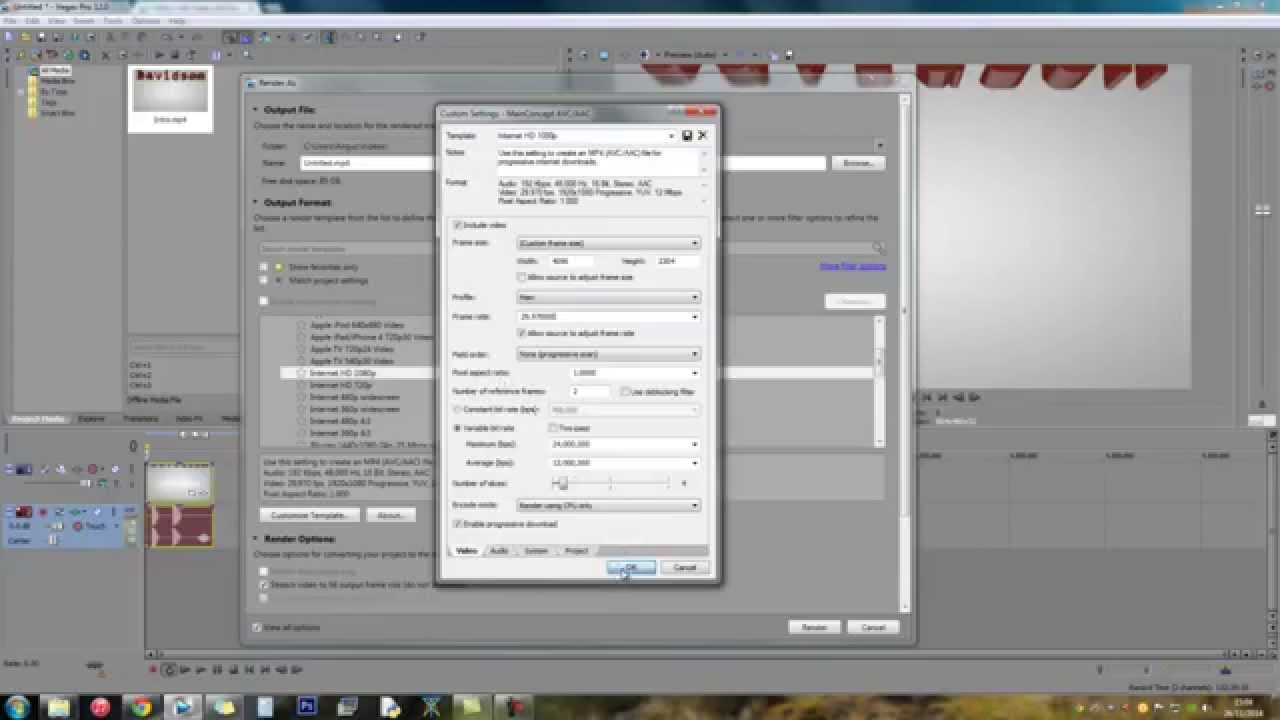 How To Render 4k Video For In Sony Vegas Tutorial Youtube