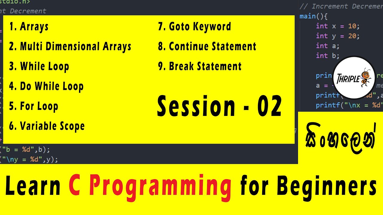 C Programming For Beginners With Examples Session 02 Sinhala Youtube