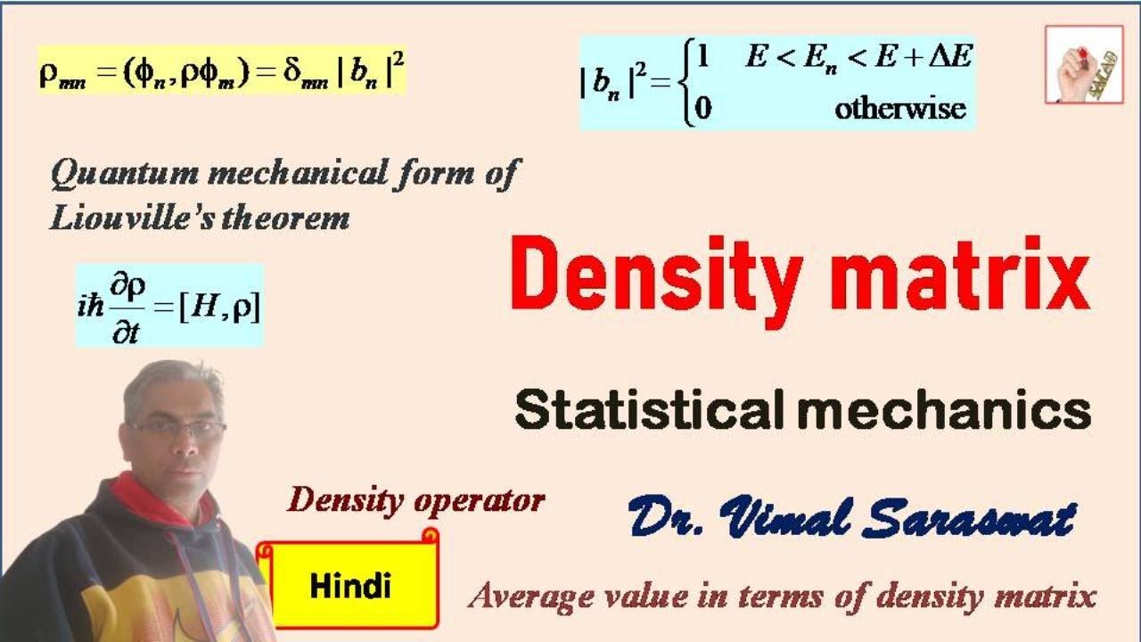 Density Matrix L 14 Statistical Mechanics Youtube