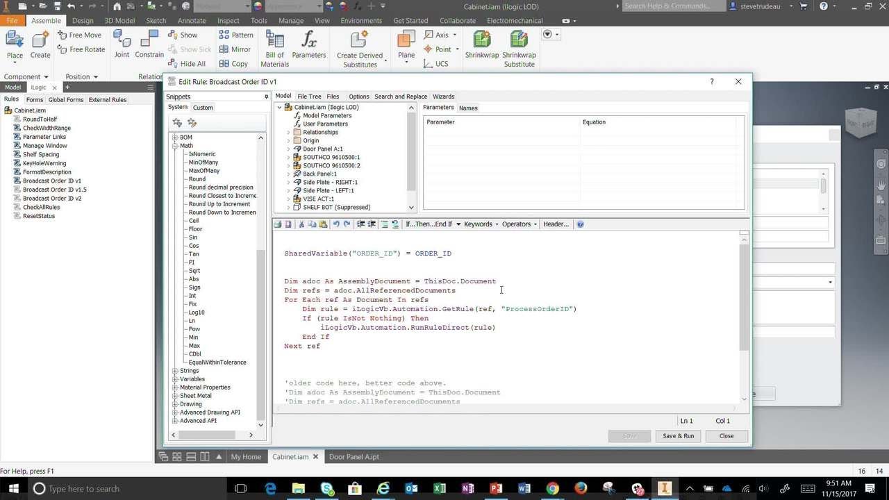 Tutorial Basic Ilogic Autodesk Inventor Youtube