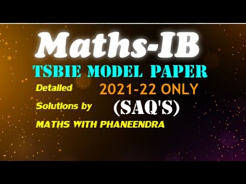 Maths Ib Intermediate First Year Ts Model Paper 2021 22 Only With
