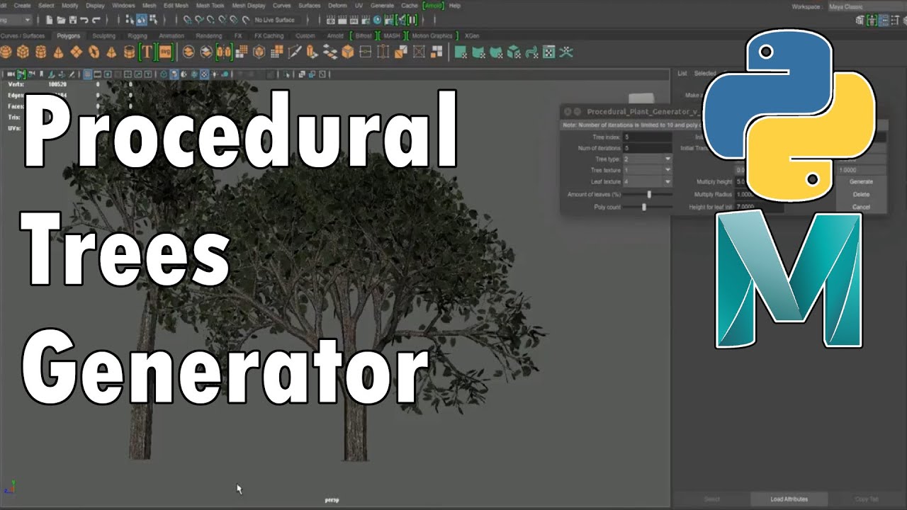 T Gen V0 1 Procedural Trees Generator Youtube