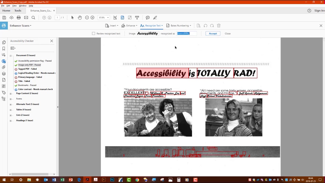 Abobe Acrobat Pro Dc Enhance Scans Ocr Youtube