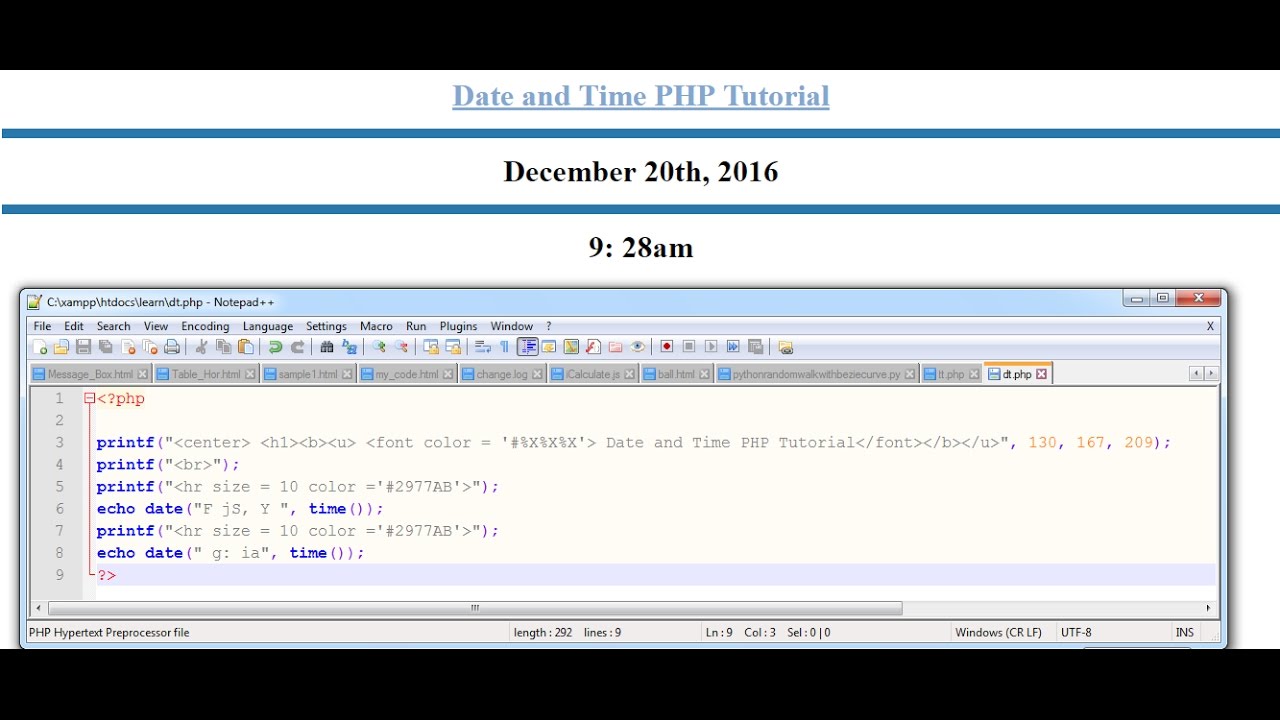 Php Tutorial Of Date And Time Youtube