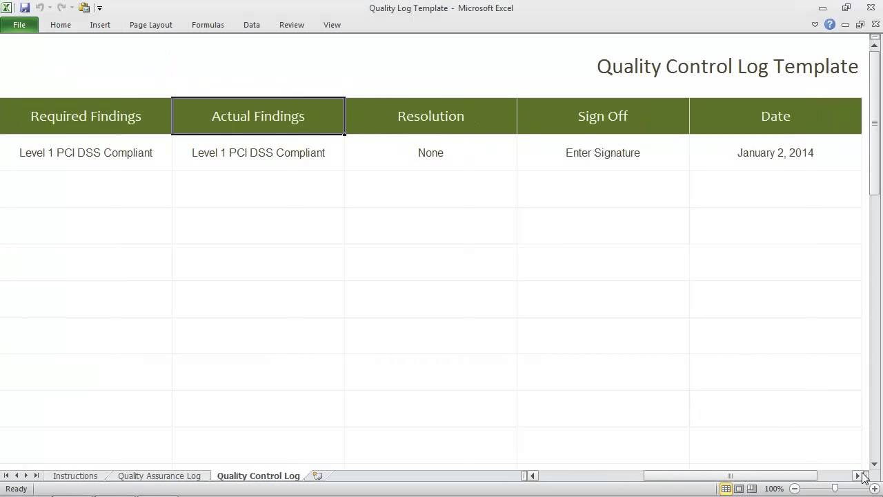 Quality Control Log Sheet Template Abnormality Action Tracking