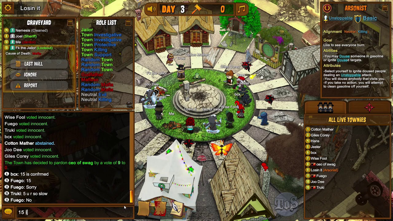 Town Of Salem Ranked New Arsonist Tactic Arsonist Gameplay Youtube