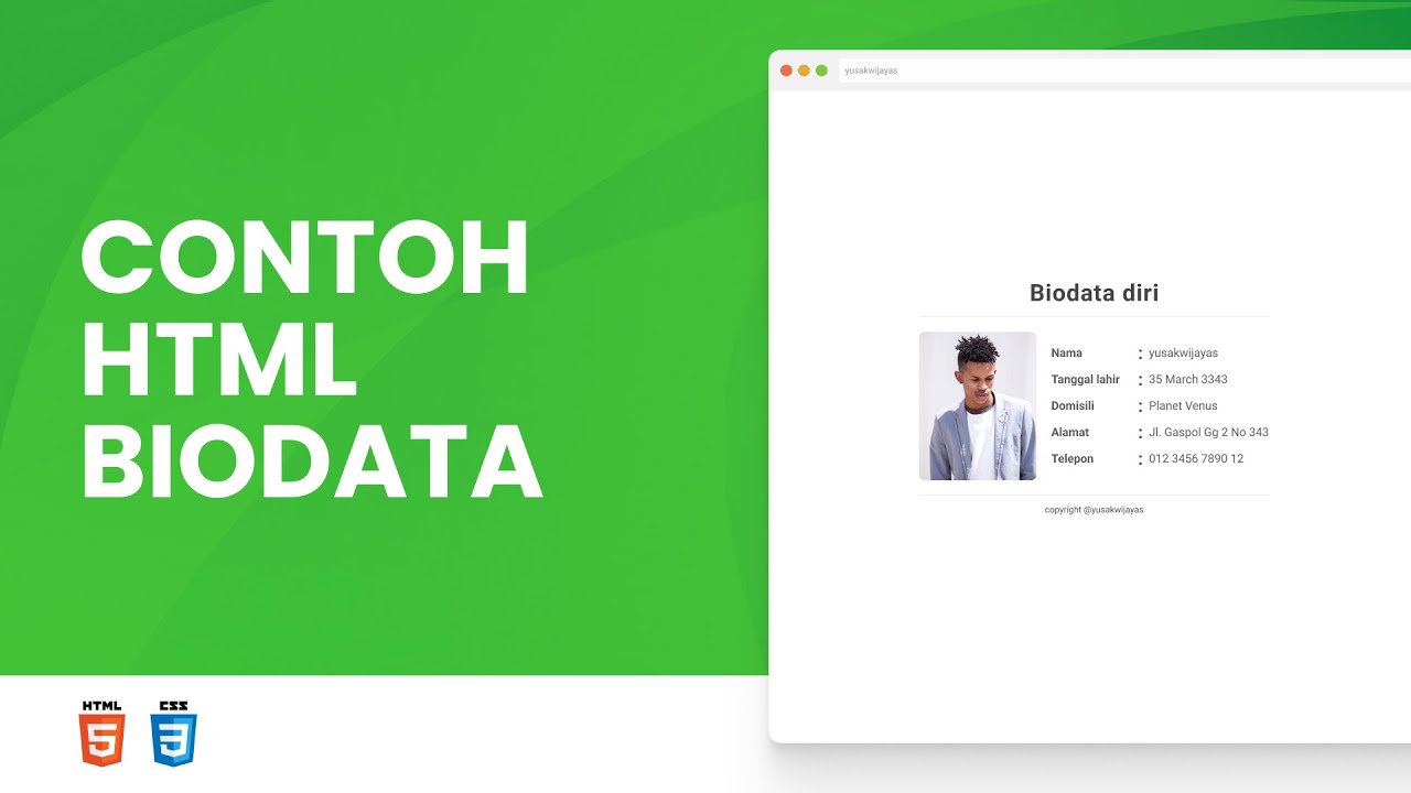 Contoh Html Biodata V02 Youtube