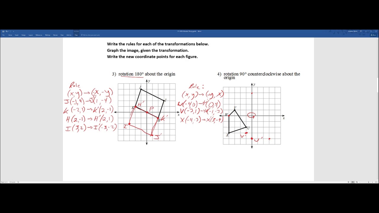 Geometry Module 2 Transformations Study Guide Youtube