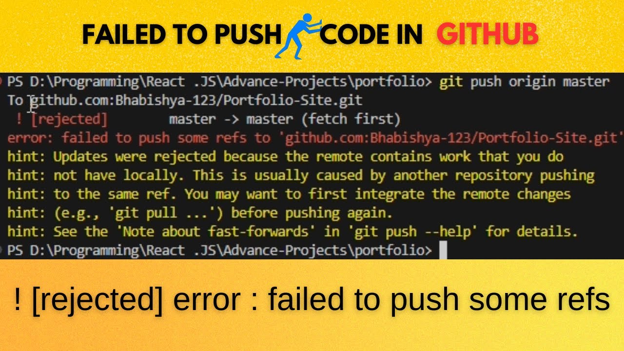 Failed To Push Some Refs Unable To Push Code In Github Solved 2024
