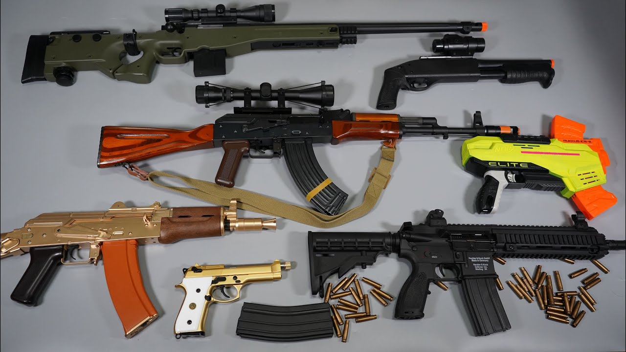 Ak47 Sniper Ver Airsoft Toy Gun Shell Ejecting Hk416 Gold Ak And