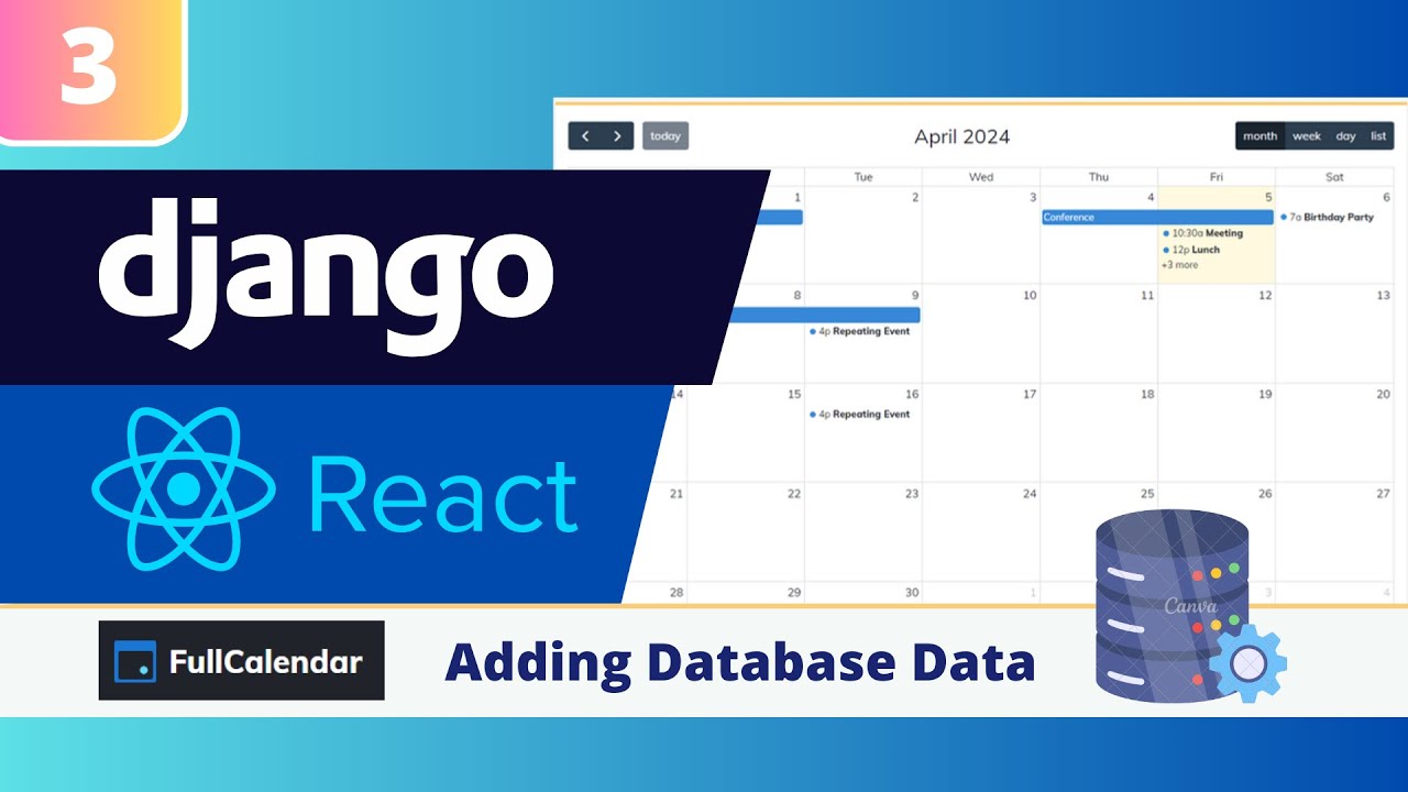 Django React Fullcalendar Tutorial 3 Passing Django Database Data