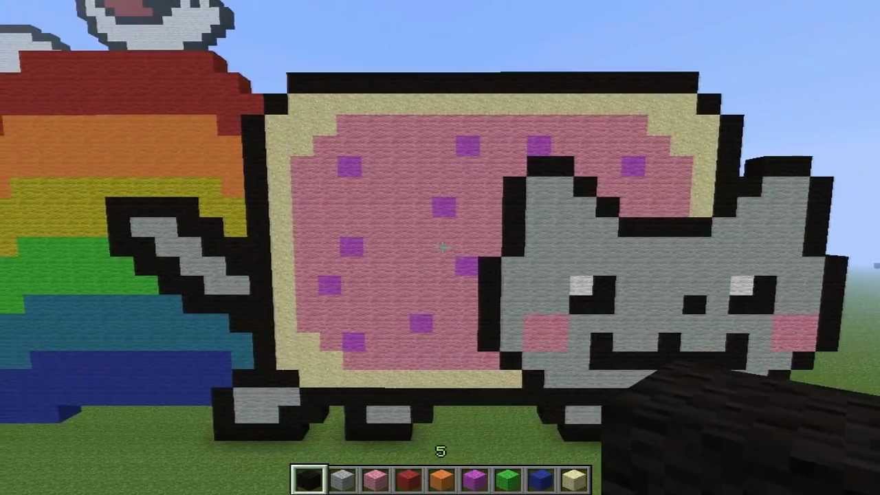 Minecraft Tutorial Como Construir Al Nyan Cat Pixel Art Youtube