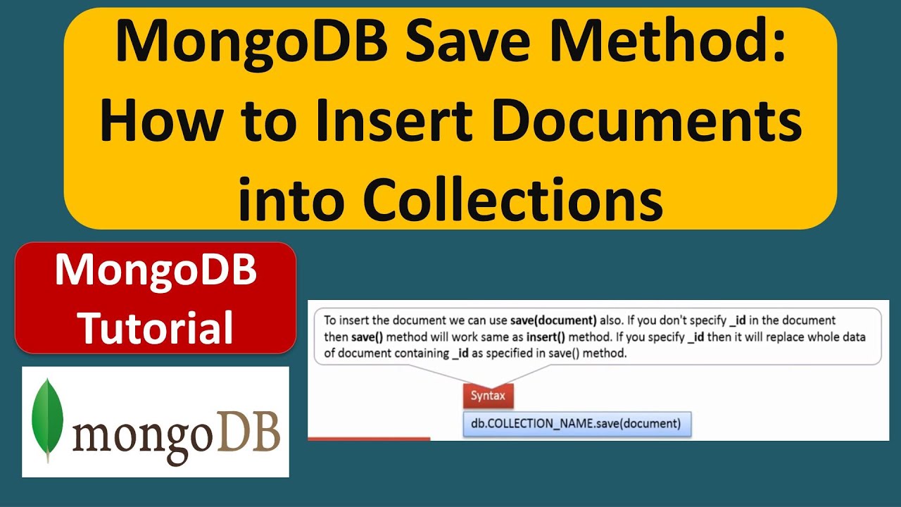 How To Insert Document In A Collection In Mongodb Using The Save Method