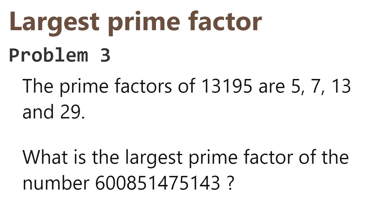 Project Euler Problem 3 C C Youtube