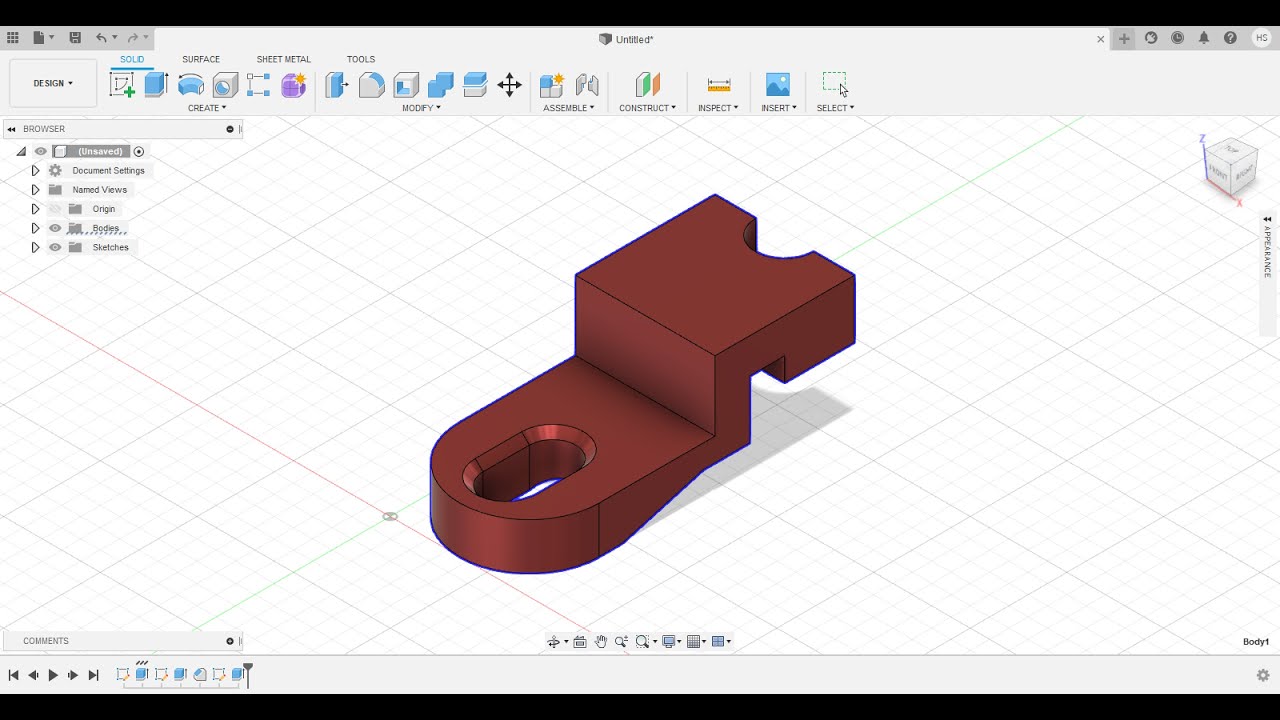 Fusion 360 Bracket 13 Tutorial Youtube