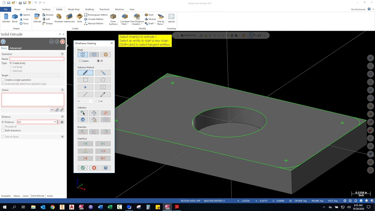 Mastercam Intro To 3d Solid Modeling Youtube