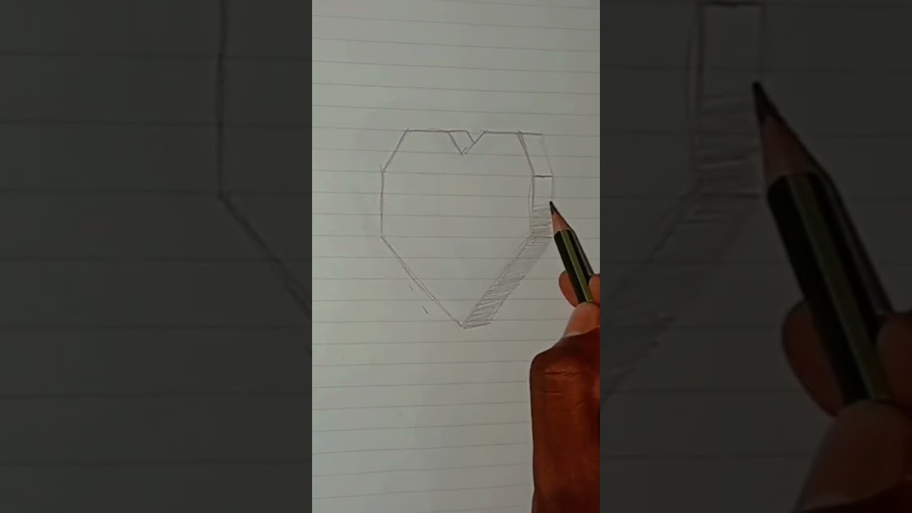 How To Draw 3d Heart Pencil Drawing Short Youtube