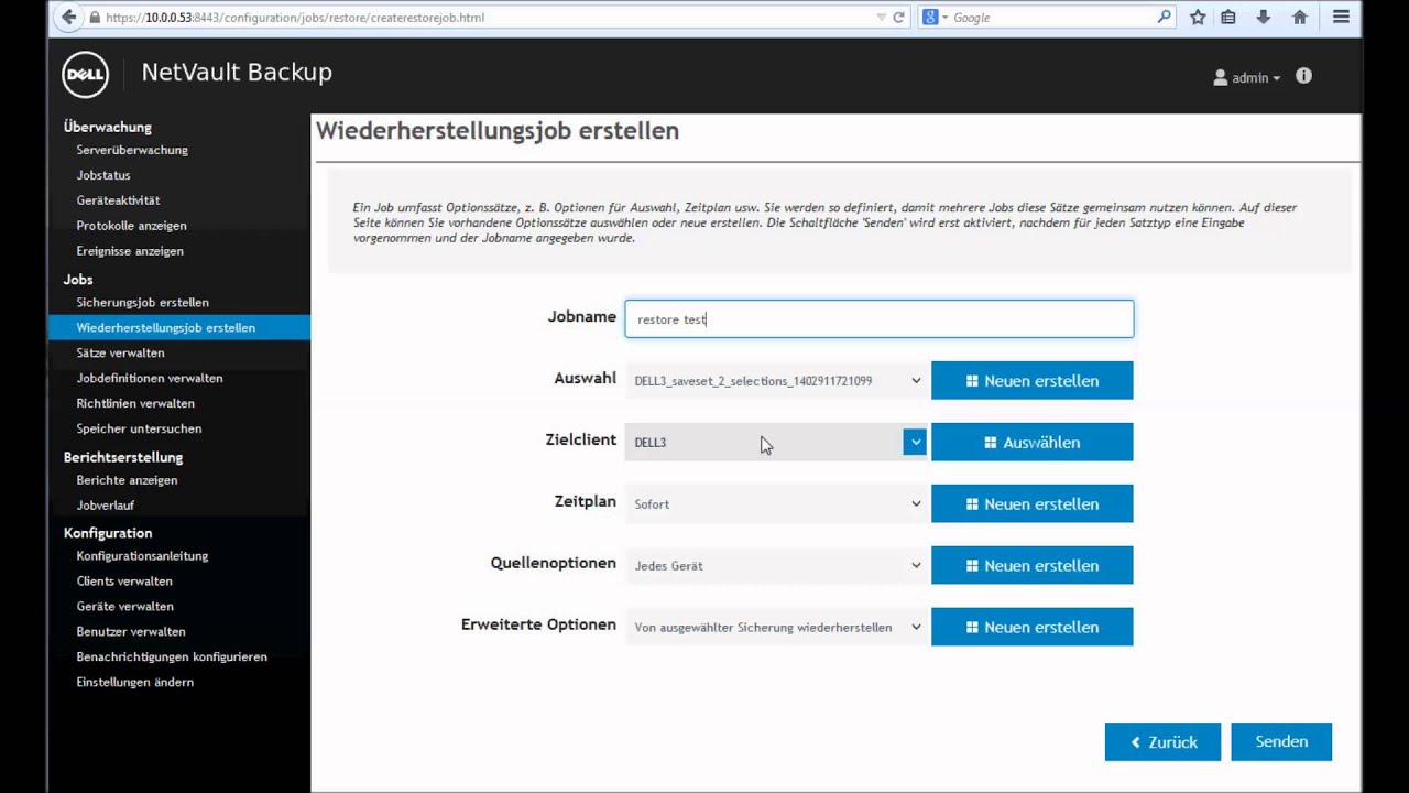 Dell Software Netvault 10 0 Restore Job Youtube
