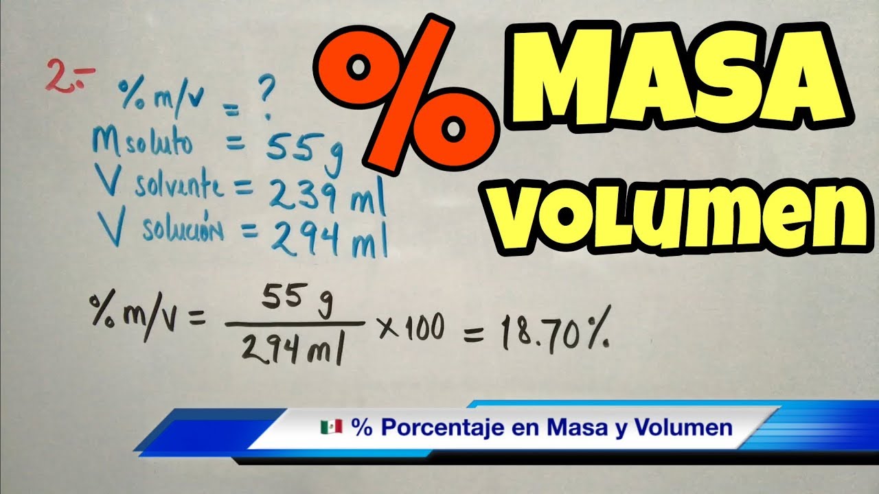 Porcentaje Masa Volumen M M En Solución Youtube