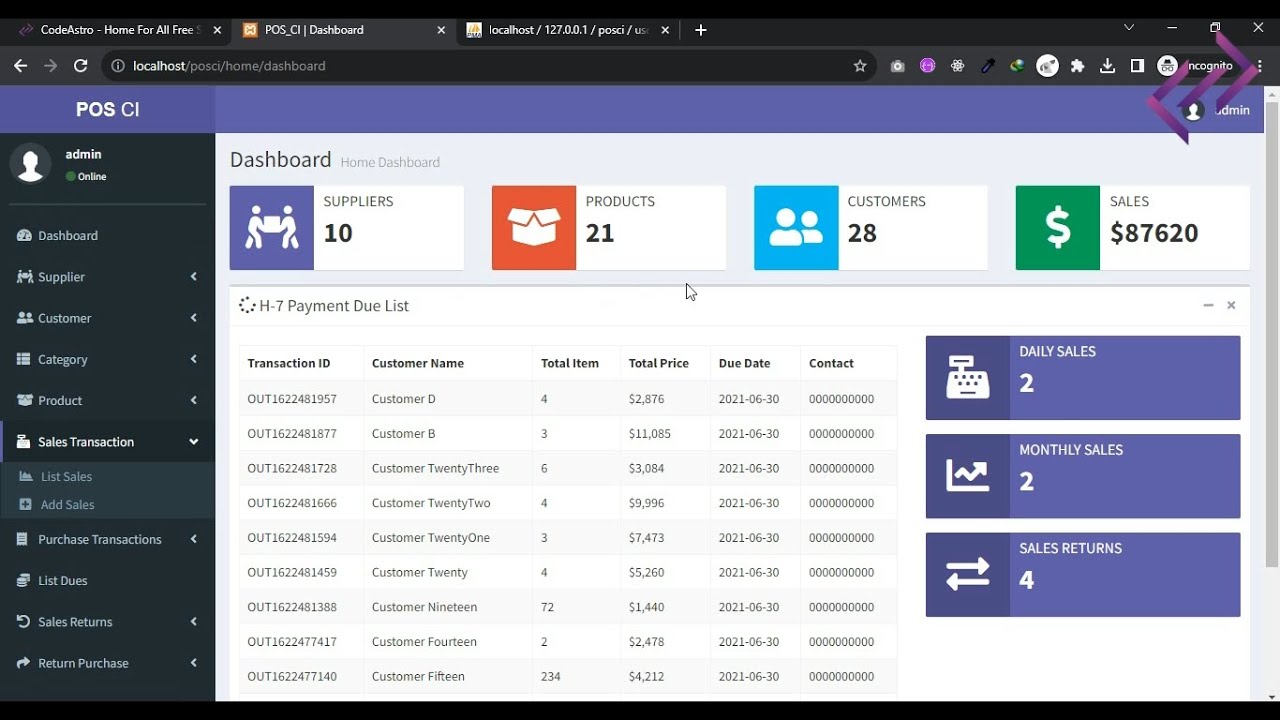 Point Of Sale System In Php Mysql Codeigniter With Source Code