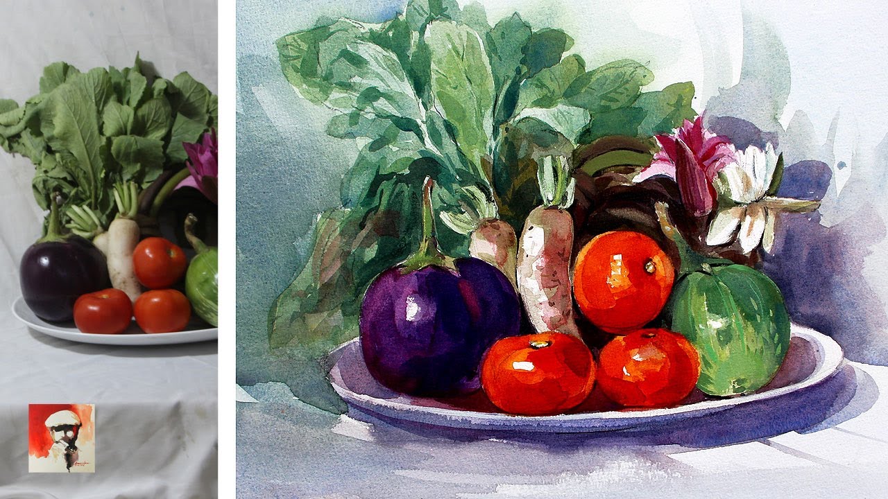 Vegetables Watercolor Painting Watercolor Tomato Ripe Red Fruit With