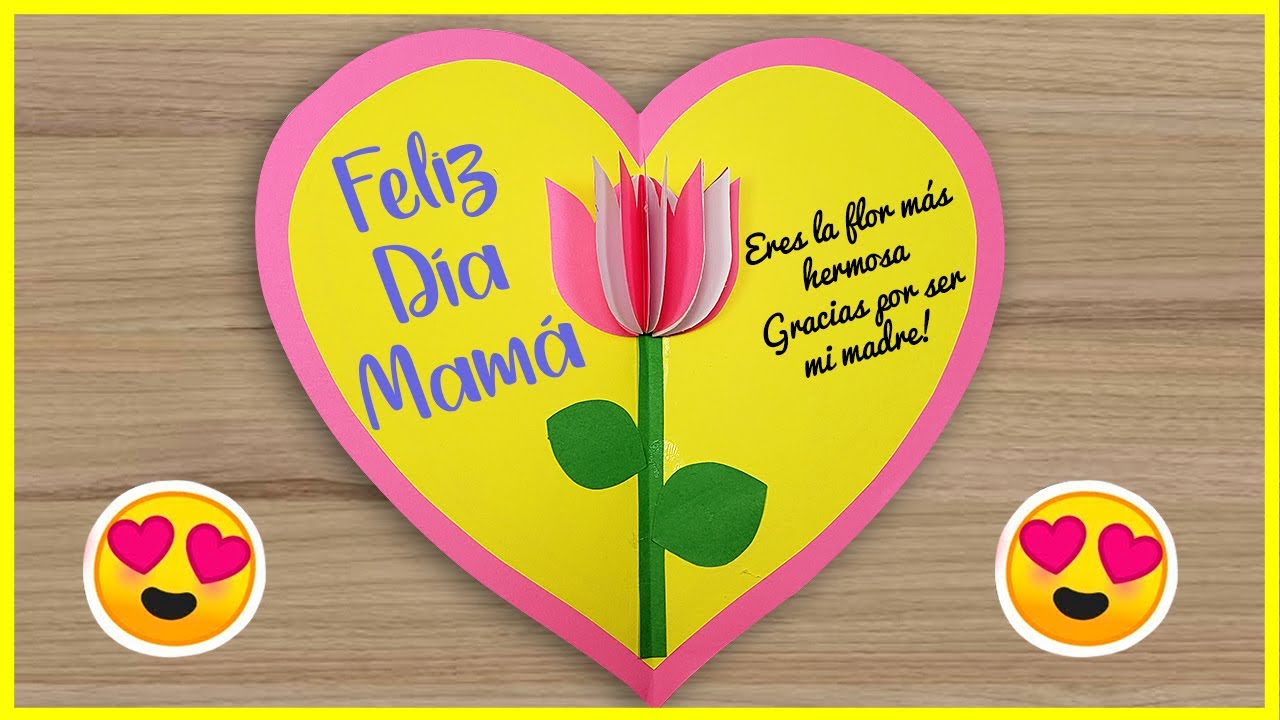 Tarjeta Para El Día De La Mujer Madre En Forma De Corazon Handmade