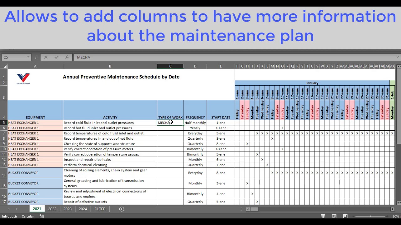 Preventive Maintenance Schedule Spreadsheet Infoupdate Org