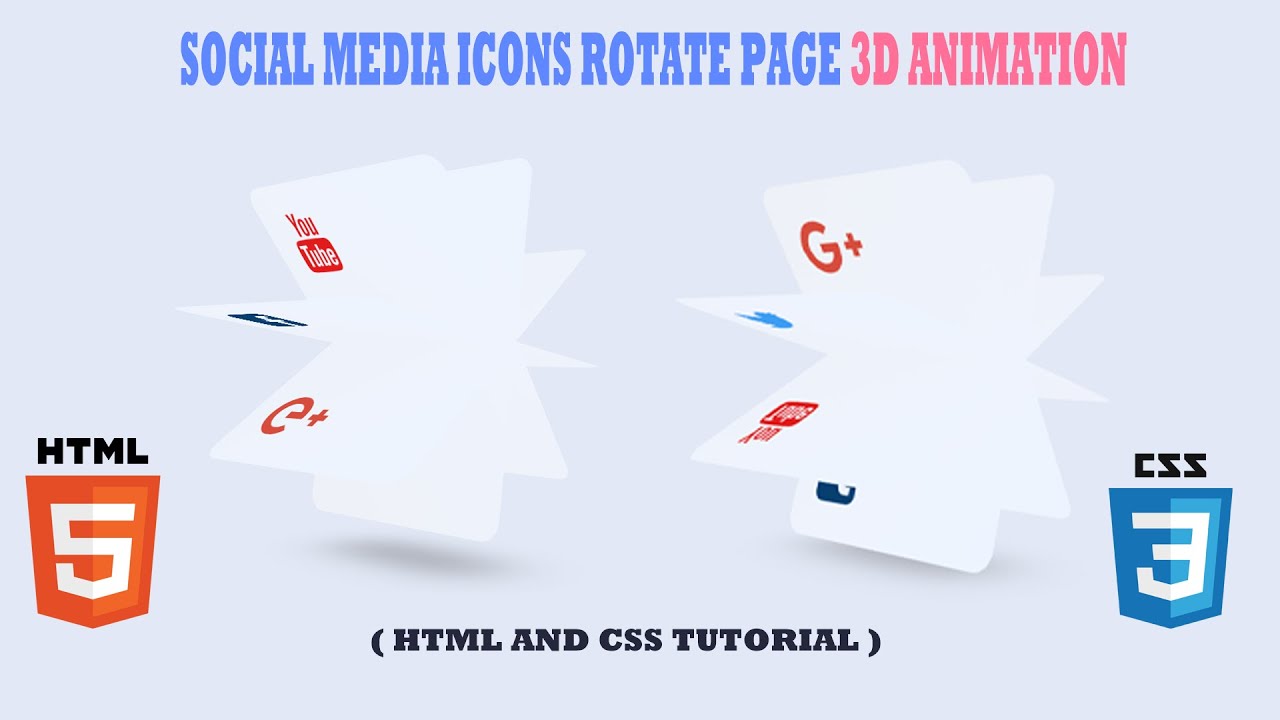 How To Create Social Media Icons 3d Rotate Page With Animation Using