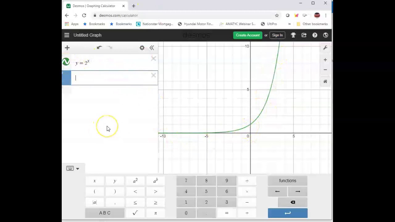 Using Desmos To Graph Exponential Equations Youtube