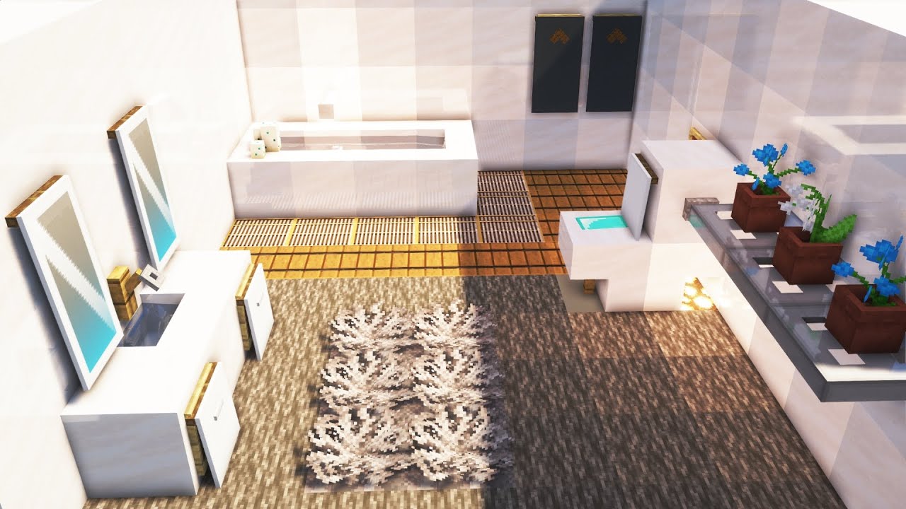 How To Build A Modern Bathroom In Minecraft 1 19 Minecraft Bathroom