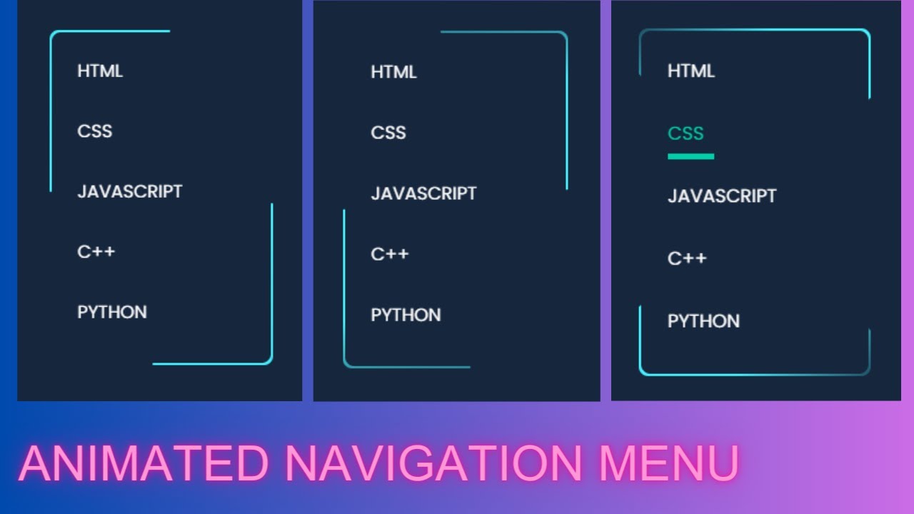 How To Make Animated Navigation Menu Design Using Html And Css Only