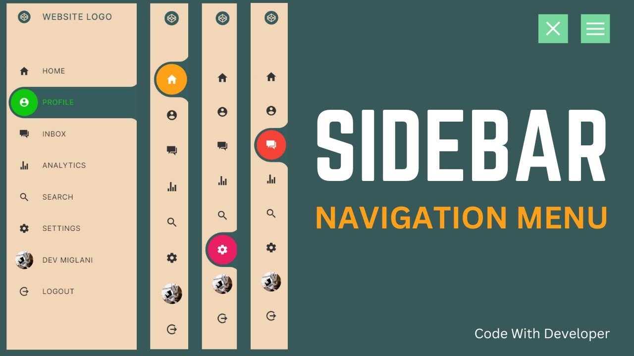 Dashboard Sidebar Menu Using Html Css Javascript Curve Outside