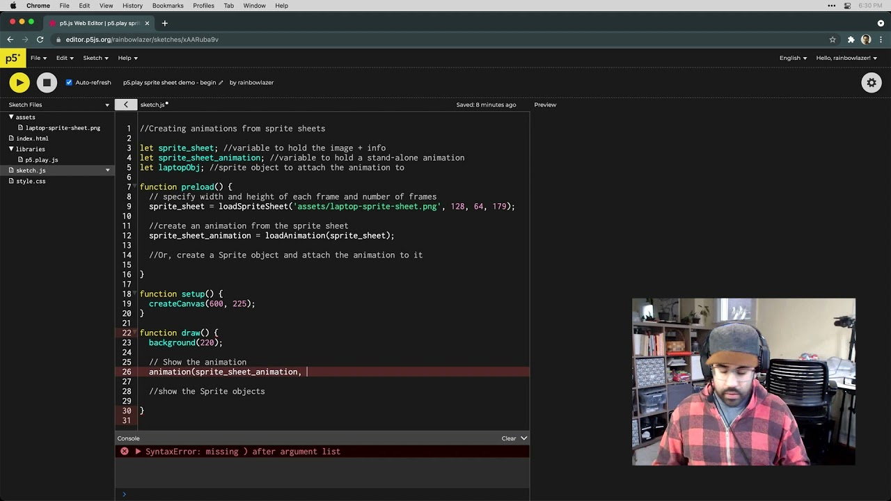 How To Create Sprite Sheet Animations Using The P5 Play Library In P5js