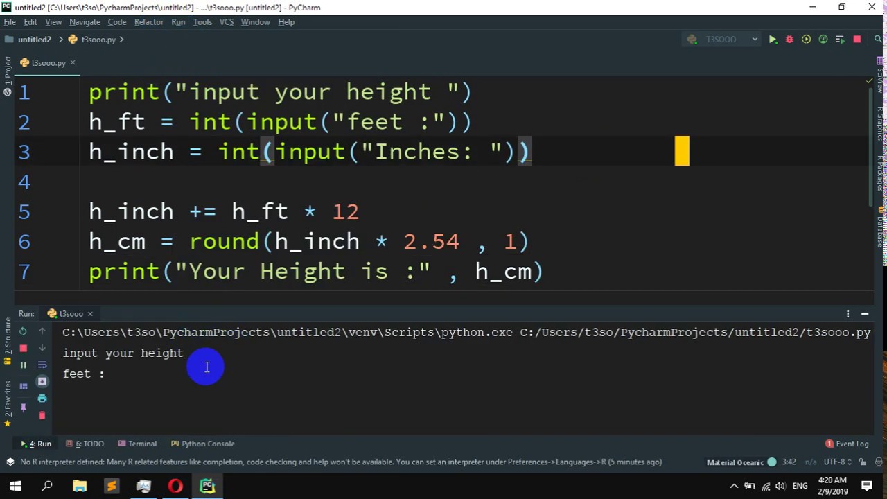 How To Convert Height In Feet And Inches To Centimeters In Python Youtube