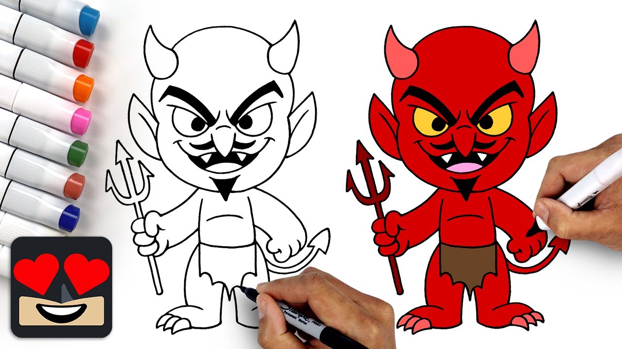 How To Draw A Devil Halloween Drawing Tutorial Youtube