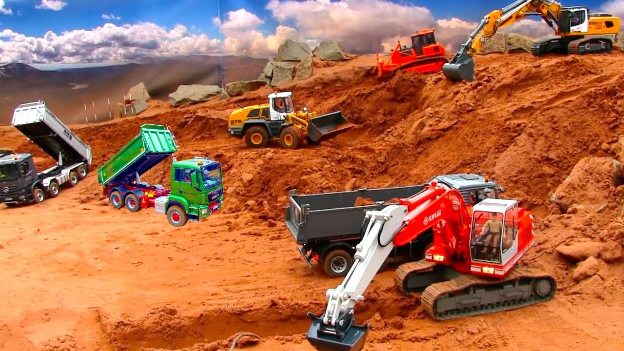 Super Big Rc Construction Site I So Many Rc Trucks At Work Youtube