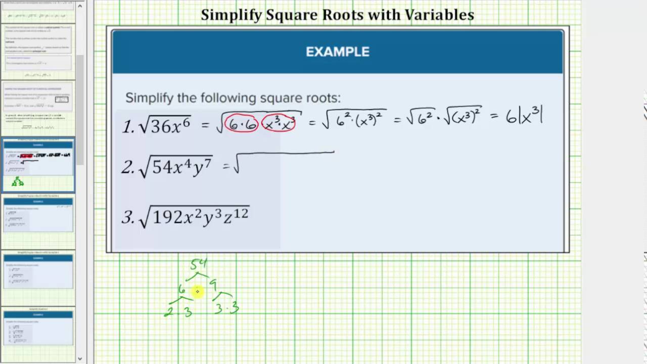 Simplify Square Roots With Variables Youtube