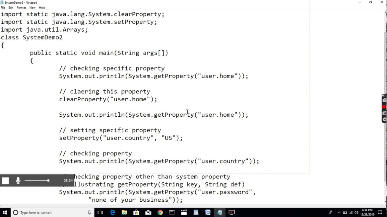 System Class In Java Program Youtube