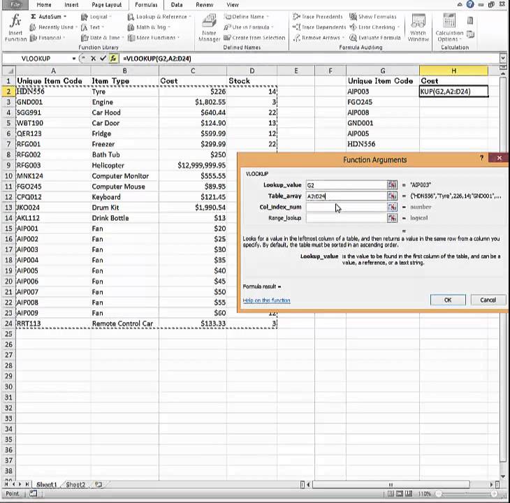 Microsoft Excel Vlookup Tutorial Youtube